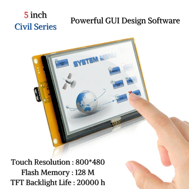 5 INCH TFT HMI Display Module with UART Port, Powerful LCD Touchscreen ...