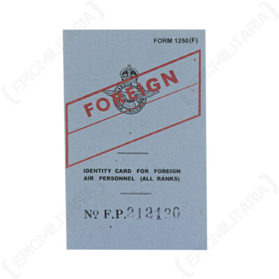 WW2 FOREIGN RAF ID Card Reenactment Military Identity Air Force £6.25 ...