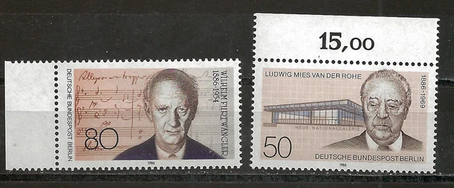 BRIEFMARKEN BERLIN 1986 Wilhelm Furtwängler Ludwig Mies van der Rohe ...