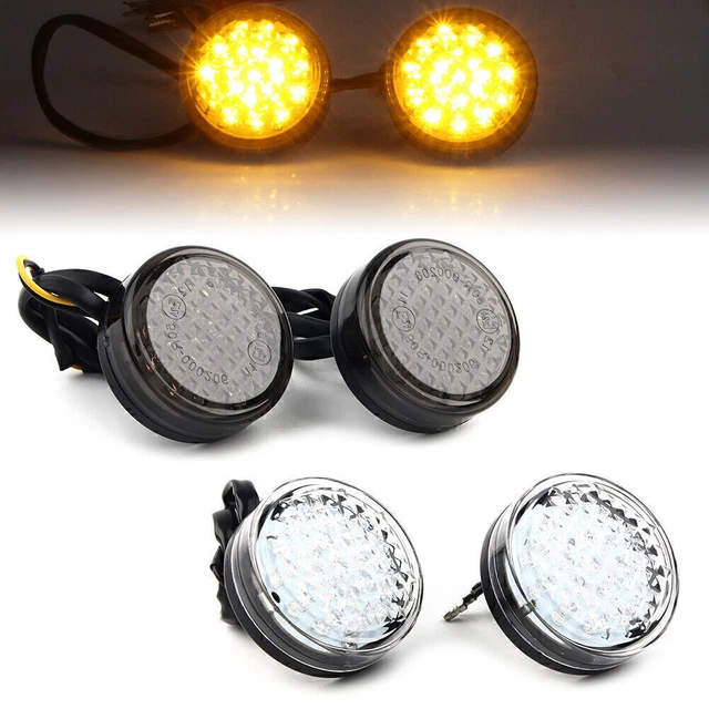 LED MOTOR ROUND Smoke Clear Turn Signal Indicator Blinker Light Lamp ...