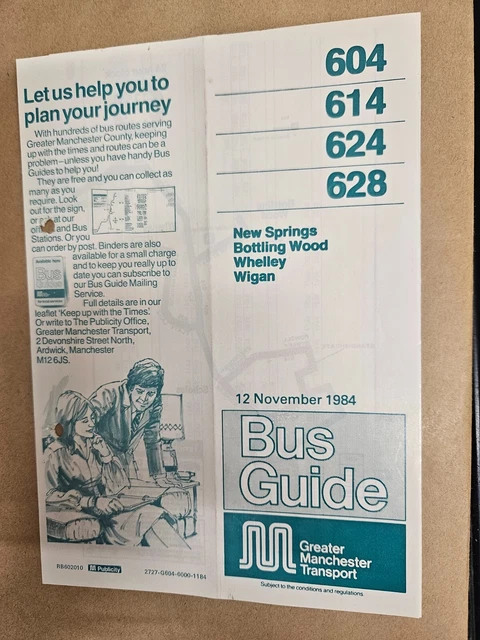MANCHESTER AREA BUS Transport Timetable Leaflet 12 Nov 1984 CR1.86 £2. ...