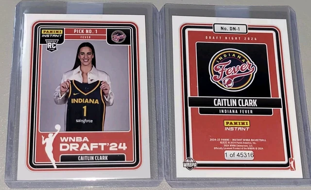 2024 PANINI INSTANT Caitlin Clark WNBA #1 Draft Pick Indiana Fever RC ...