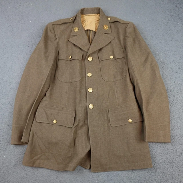 VINTAGE WWII US Army Wool Service Coat Jacket 39R Brown Mens Military ...