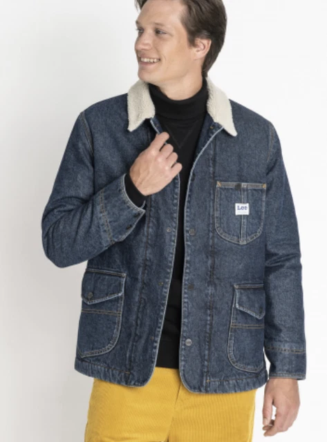 LEE JACKET MENS long loco sherpa denim jacket 'Dark worn' FACTORY ...