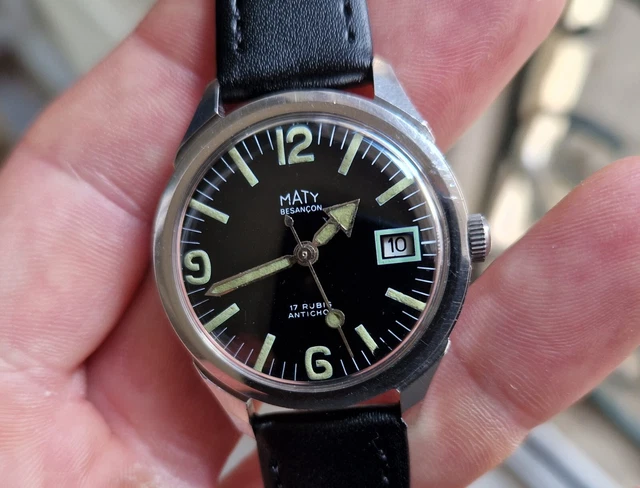 ANCIENNE MONTRE MATY ACIER MÉCANIQUE FE 140 vintage RARE FRENCH DIVER ...
