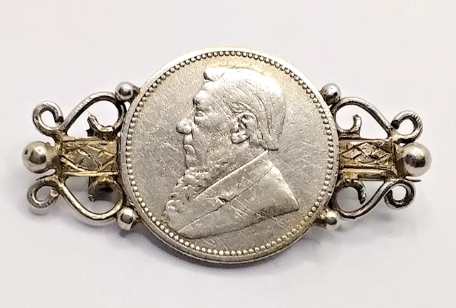 ANTIQUE 6 ZAR South African Silver Coin Set Brooch Late 19c £21.47 ...