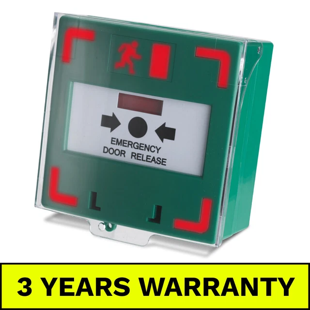 GREEN CALL POINT Resettable LED Emergency Door Release Fire Alarm ...