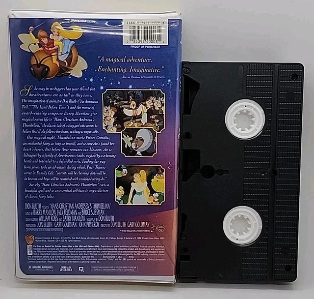 &THUMBELINA& VHS 1994 Video Tape 90s Animation Movie Vintage Clamshell ...