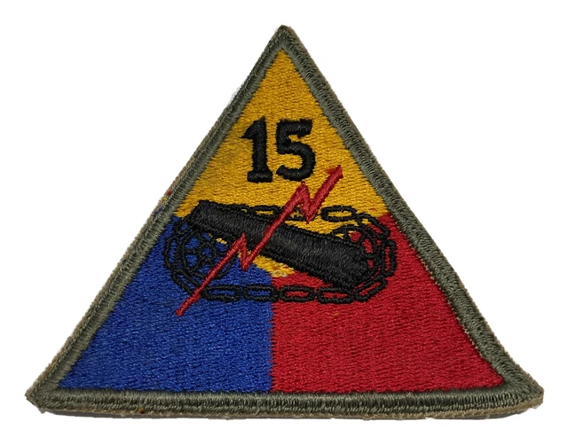 ORIGINAL WWII U.S. Army 15th Armored Division Cut Edge OD Border Patch ...