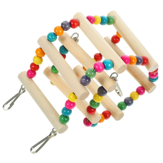 BIRD SWING LADDER Wooden Hanging Rope Bridge for Parrots-ET £11.65 ...