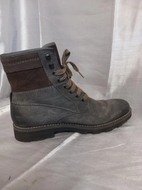 MEN'S CLARKS GREY Leather Ankle Boots - Size 10 - Worn Few Times £29.99 ...
