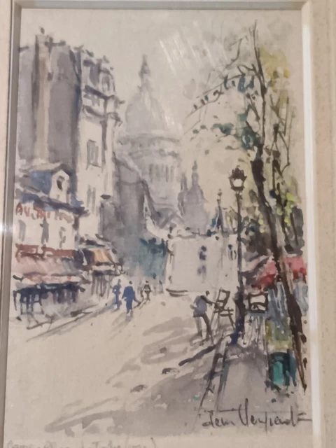AQUARELLE ANCIENNE SIGNÉE Denis Verspecht Quai D'orléans Notre Dame Paris 10X15 EUR 59,00 ...