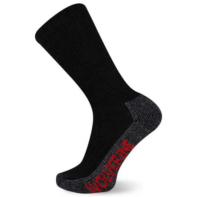 WOLVERINE MEN'S STEEL-TOE Cotton Crew Socks Black (2 pairs) Size Large ...