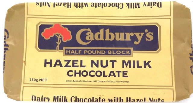 1990S CADBURYS HALF Pound Block 250g Hazel Nut Wrapper $23.25 - PicClick CA