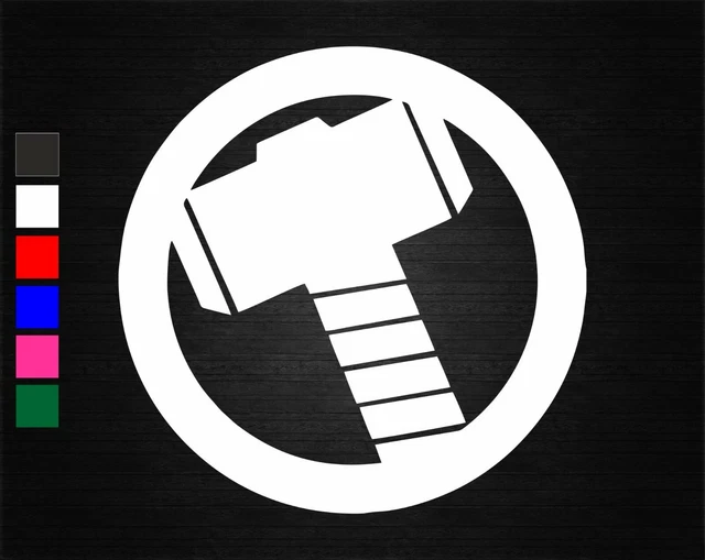 THOR AVENGERS HAMMER Logo Vinyl Sticker Car/Van/Wall/Door/Laptop/Tablet ...