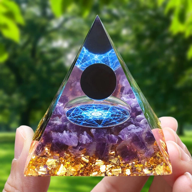 5# CRYSTAL PYRAMID Healing Energy Meditation Reiki Chakra Home Office ...