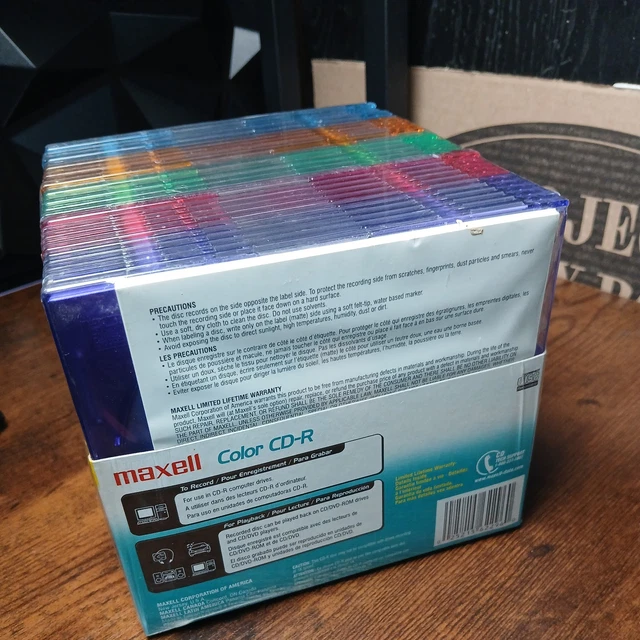 MAXELL COLOR CD-R 30 Pack Slimline Jewel Case 48X 700MB 80min $34.88 ...