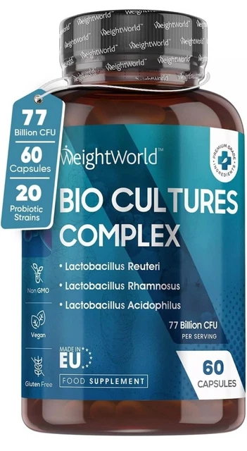 BIO CULTURES COMPLEX Probiotics and Prebiotics - 77 Billion CFU - 20 ...