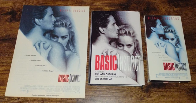 BASIC INSTINCT LOT VHS + Magazine Ad + Novelization Book $80.00 ...