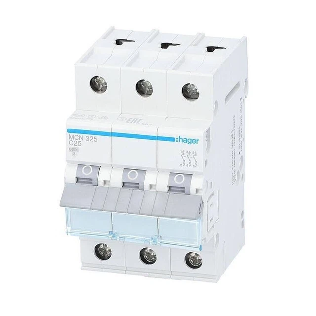 HAGER LS-SCHALTER LEITUNGSSCHUTZSCHALTER MCN325 LS C 25A 6kA 3 polig EUR 19,99 - PicClick DE
