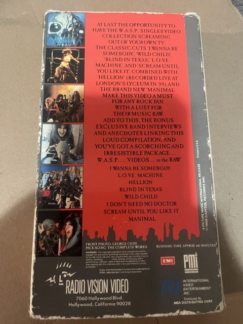 1988 W.A.S.P. VIDEOS In The Raw VHS Tape £9.98 - PicClick UK