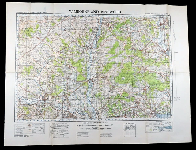 WW2 MILITARY MAP Wimborne Ringwood Romsey Lymington British War Office ...