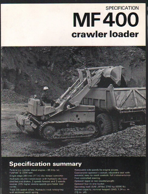 MASSEY FERGUSON &MF400& Crawler Tractor Loader Specification Brochure £6.00 - PicClick UK