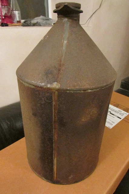 VINTAGE CYLINDER /CONICAL Oil/Fuel Can ,Original Unmolested Condition ...