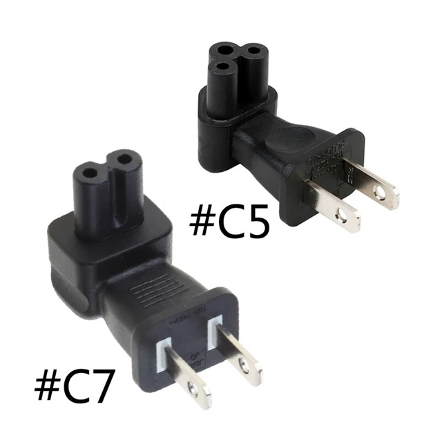 CONVERSION PLUG US 2-pin Nema 1-15P Male to IEC C7/C5 Female AC-Power ...
