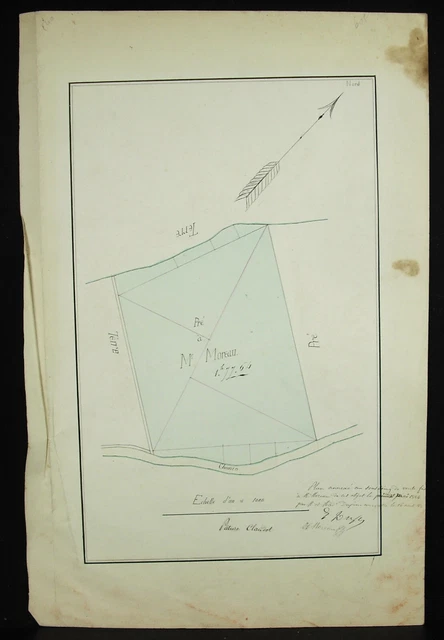 CADASTRAL MAP DRAWING Belgium 1884 H Moreau family Dupin Habay La Neuve ...