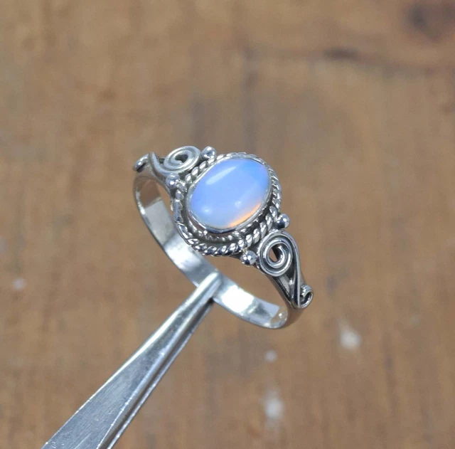 925 SOLID STERLING Silver Milky Opalite Ring-6 US i483 EUR 8,36 ...