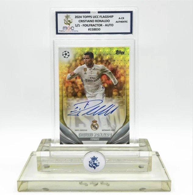 TOPPS UCC 2024 Flaggschiff Cristiano Ronaldo Autofolienfraktor Gold CR7 ...