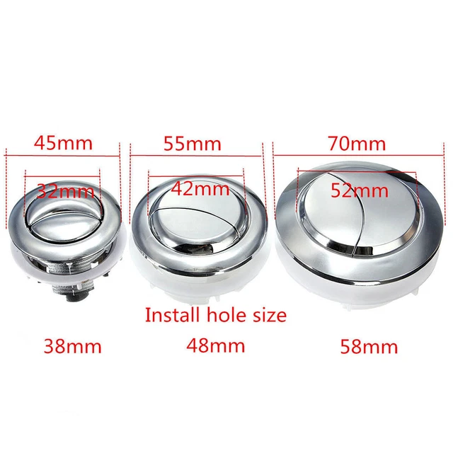 PLASTIC DUAL FLUSH Toilet Water Tank Push Button With 2 Rod for38/48 ...