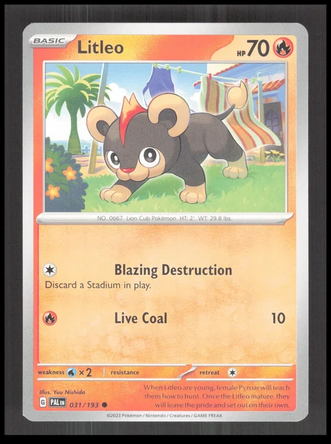 LITLEO 031/193 COMMON SV02: Paldea Evolved Pokemon tcg Card CB-1-9-B-12 ...