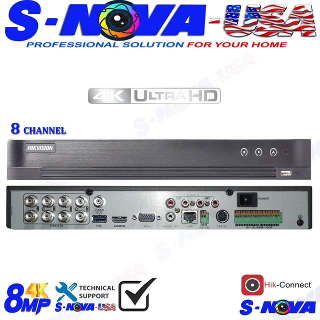 HIKVISION 8MP TURBO DVR 4K DS-7208HUHI-M1/S 8 Channel 8CH HD-TVI + 8CH ...