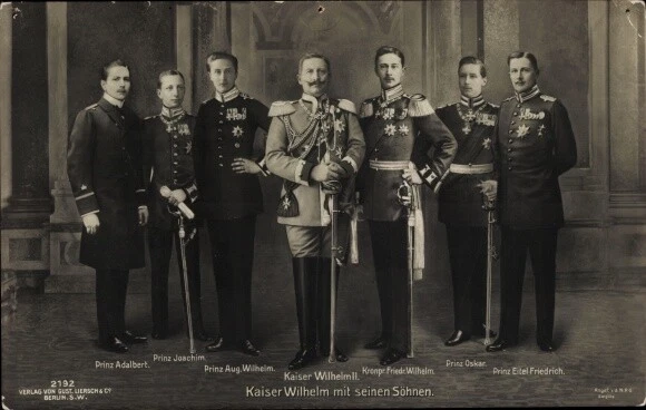 AK KAISER WILHELM II., Kronprinz Wilhelm, Eitel Friedrich, August ...