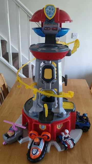PAW PATROL MIGHTY Pups Lookout Tower + 4 Vehicles Sounds & Lights Fully ...