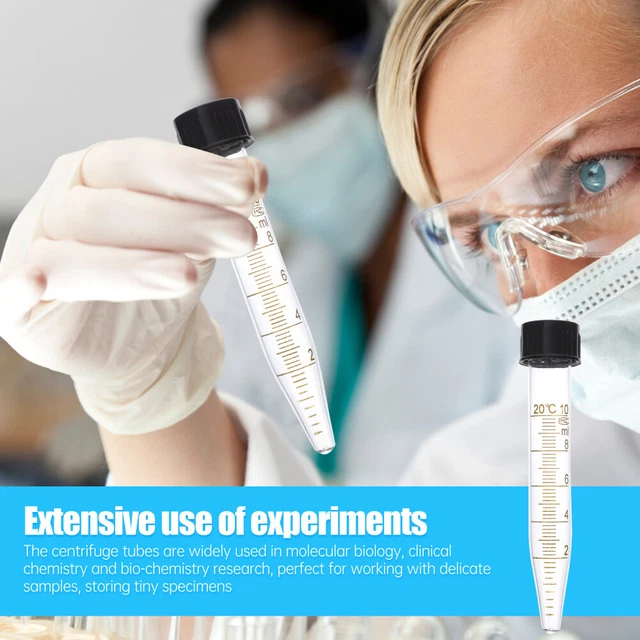 GRADUATED TEST TUBES Vial Sample Container Conical Centrifuge Tubes £10 ...