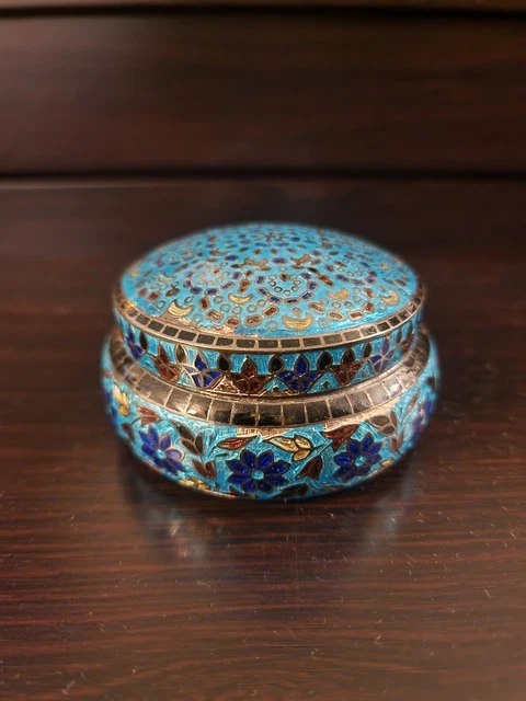 ANTIQUE RUSSIAN STYLE Silver Enameled Cloisonne Snuff Box Signed 925 ...