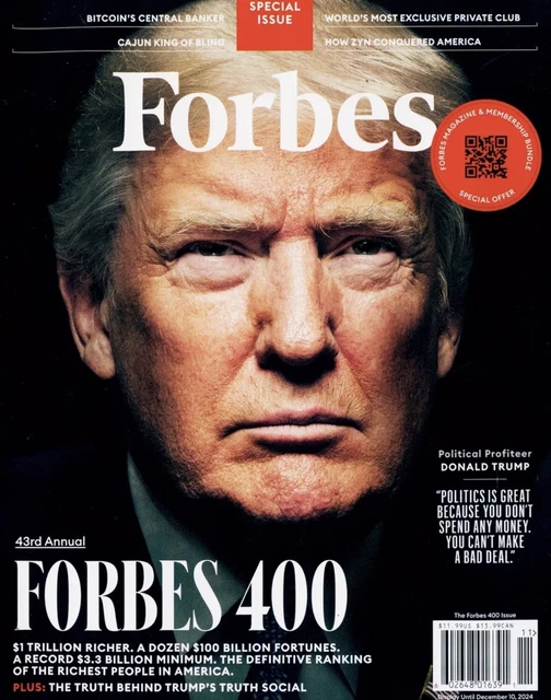 DONALD TRUMP FORBES Magazine Nov 2024 SPECIAL 43rd ANNUAL FORBES 400 £ ...