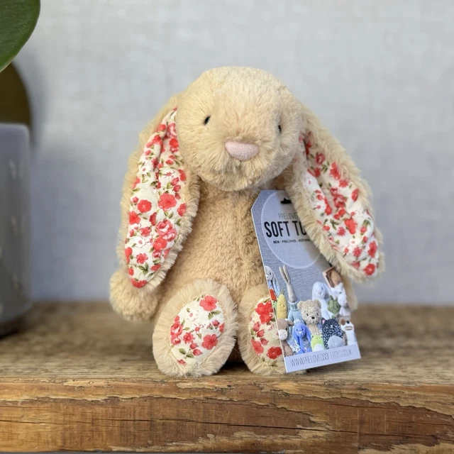 JELLYCAT SMALL BASHFUL Blossom Honey Bunny - Small Retired Honey Floral ...