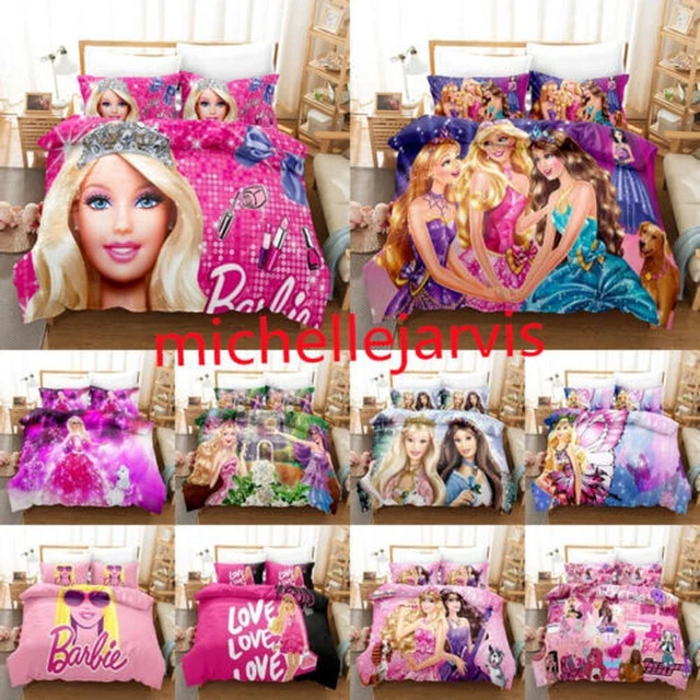BARBIE DOLL PRINCESS Quilt Duvet Cover Set Queen Double King Bed Linen ...