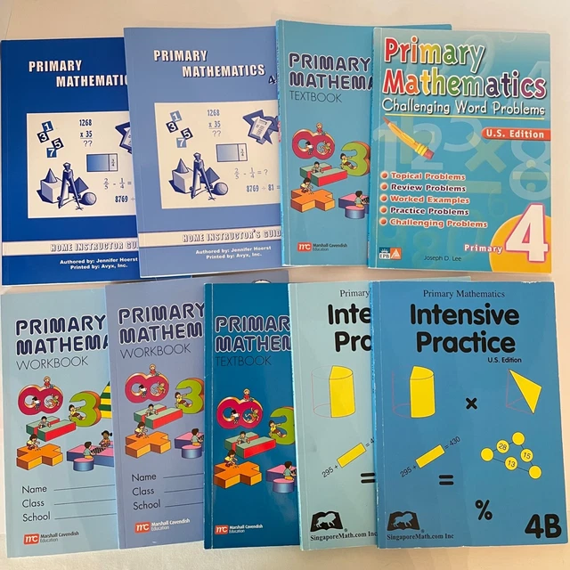 SINGAPORE MATH PRIMARY Mathematics Grade 4 COMPLETE SET 9 US Edition ...