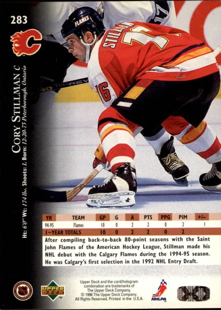 CARTE DE HOCKEY 1995-96 Upper Deck Calgary Flames #283 Cory Stillman EUR 2,21 - PicClick FR