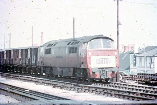 ORIGINAL COLOUR SLIDE of maroon BR class 52 Western diesel hydraulic ...