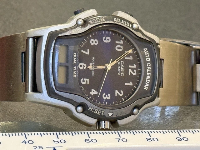 CASIO AW-24 MODULE 2318 Quartz Auto Calendar Dual Time Vintage Wrist ...