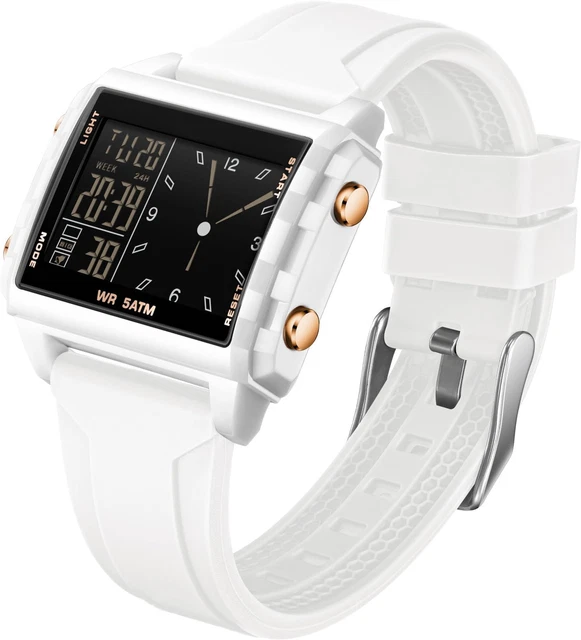 FINDTIME MENS DIGITAL Watch Dual Time Square Watches Waterproof Sport ...
