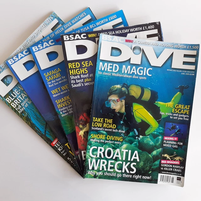 5X BSAC DIVE Magazine, Scuba Diving Bundle, June - Dec 2008 £12.50 ...