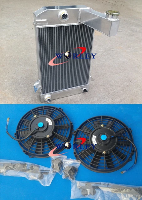 3 ROW ALUMINUM Radiator TR2/TR3/TR3A/TR3B 62mm MT For TRIUMPH + Two ...
