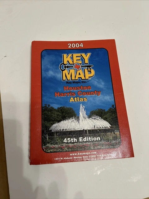 HOUSTON HARRIS COUNTY Texas 2004 45th Edition Key Map Atlas Book Spiral ...